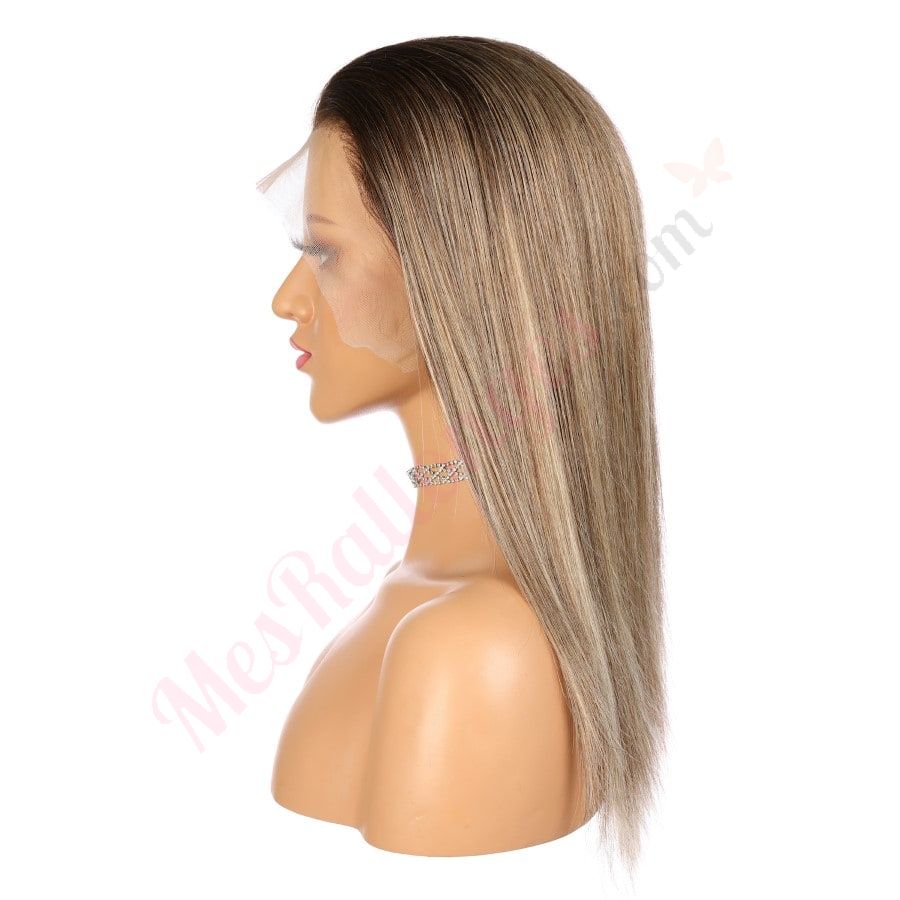 16" 4T 4/24 - Short Color #4T 4/24 Remy Human Hair Wig 16 inches Brown ...