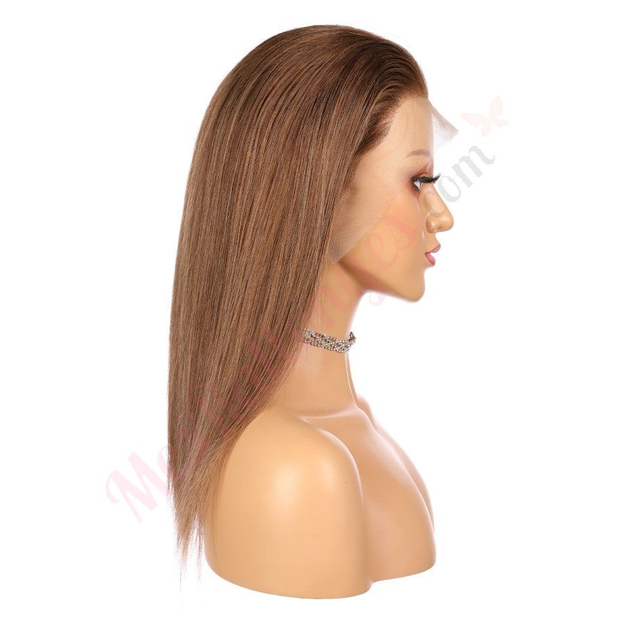16" 4T 4/30 - Short Color #4T 4/30 Remy Human Hair Wig 16 inches Brown ...